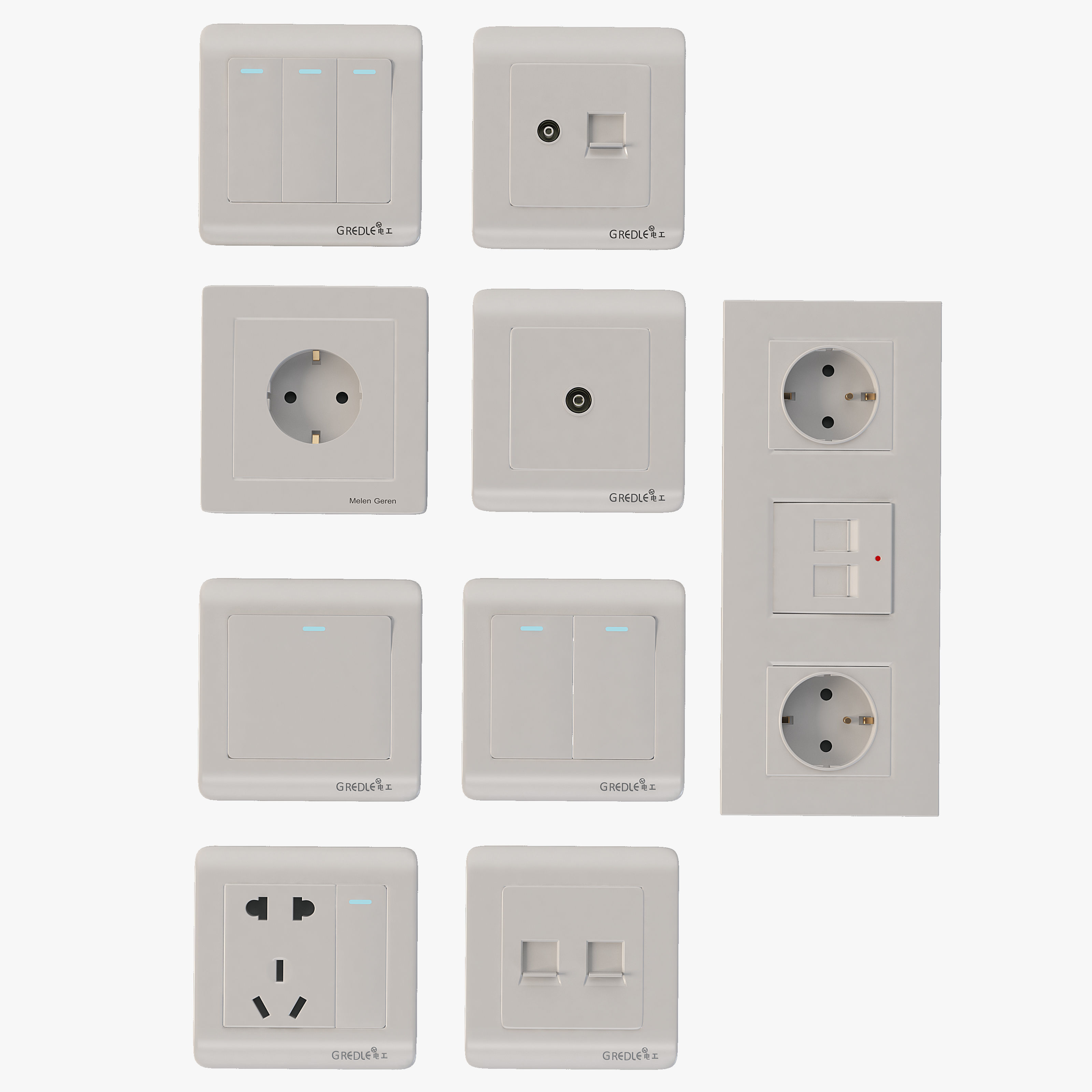 Luxury Wall Socket Interruptor and Charger Power Outlet Set 3D model ...