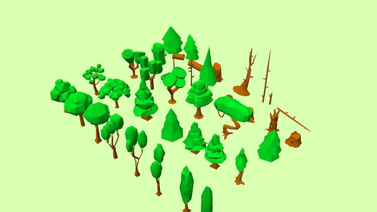 3D model TREES ASSETS LOW POLY VR / AR / low-poly | CGTrader
