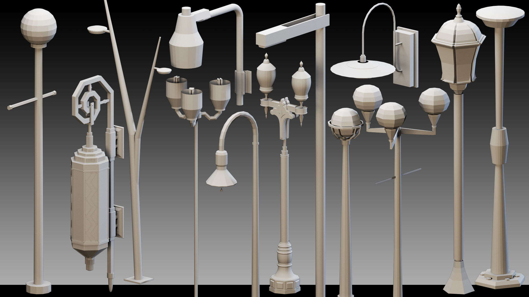 3D model 110 Urban Lighting Props- Kitbash- High detail 3d models VR / AR / low-poly | CGTrader