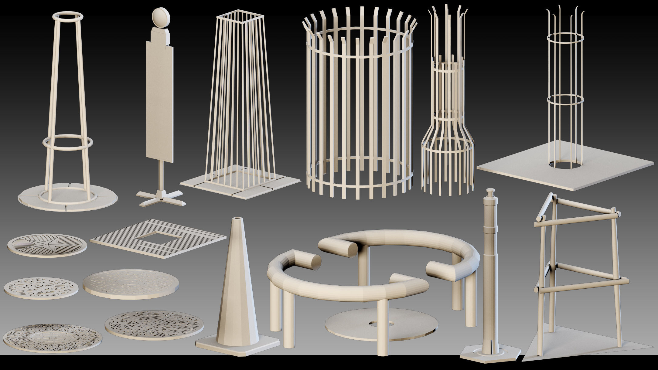 3D model 102 Urban Props- Vol 02- Kitbash- High detail 3d models VR ...