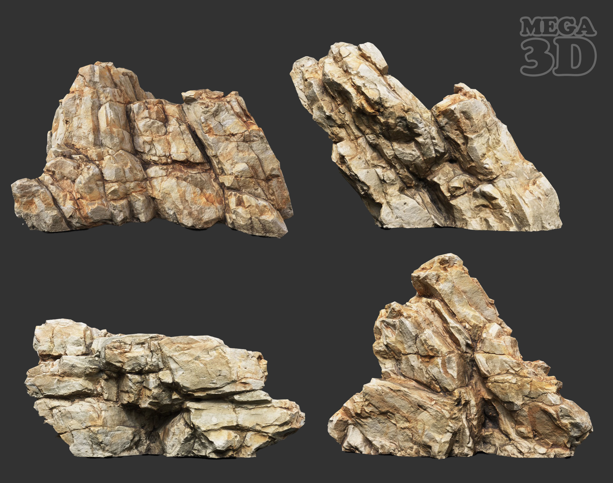 3D model Sharp Rock Formation 221109 - Ultra HD 16K Texture VR / AR ...