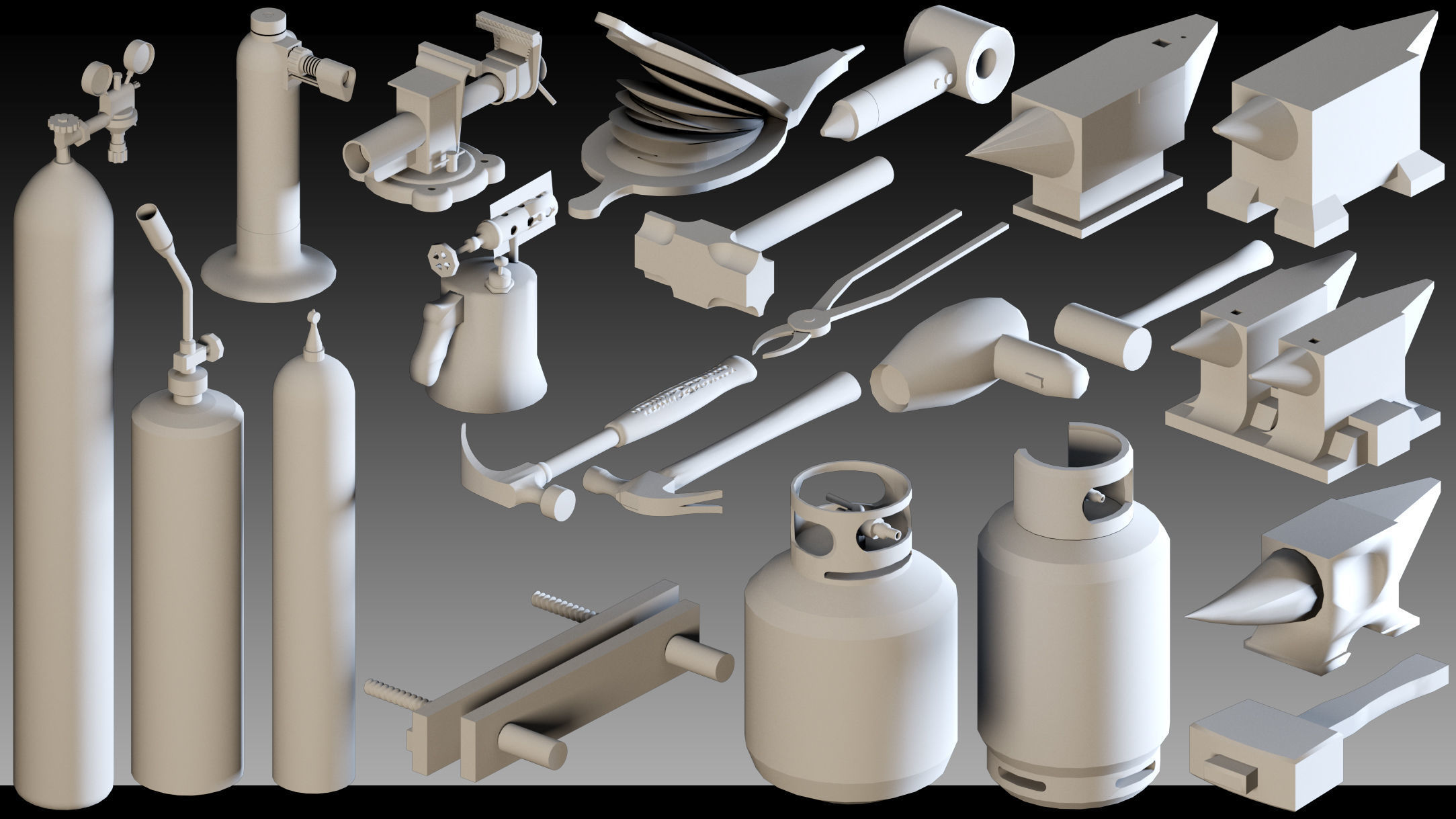 106 Blacksmithing Tools- Kitbash- High detail 3d models 3D model | CGTrader