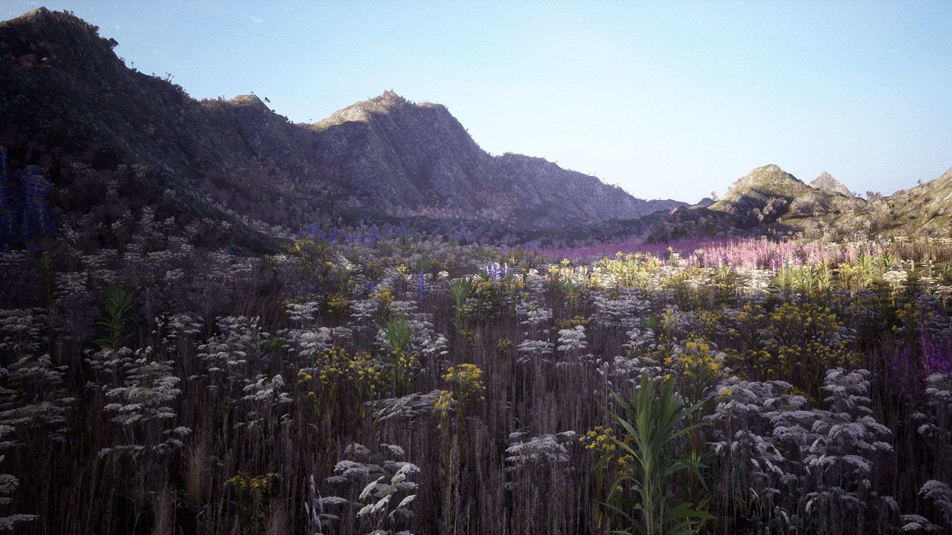 3D model Mountains And Meadows Outdoor Environment VR / AR / low-poly ...