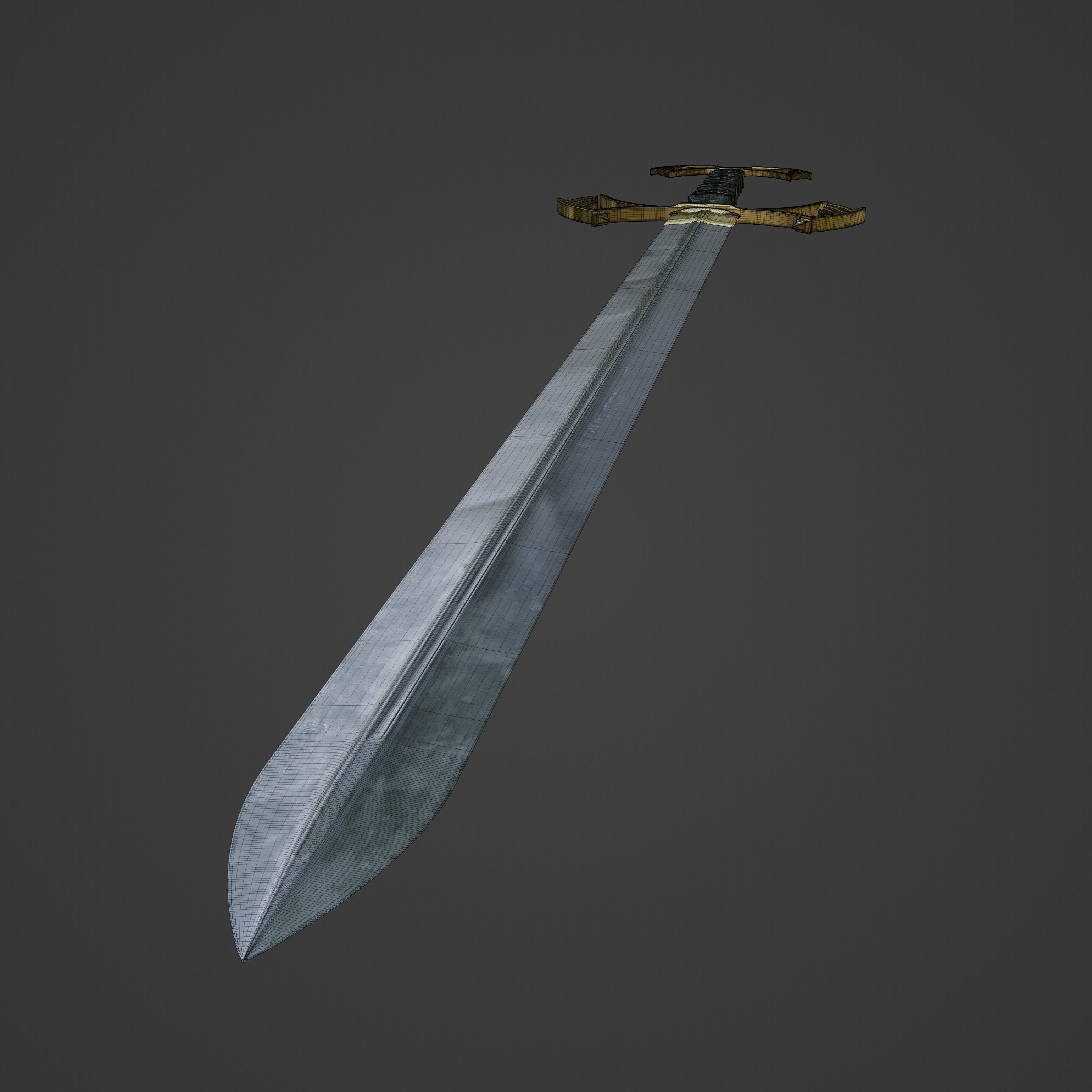 Golden sword PBR HI-poly game ready 3D model | CGTrader