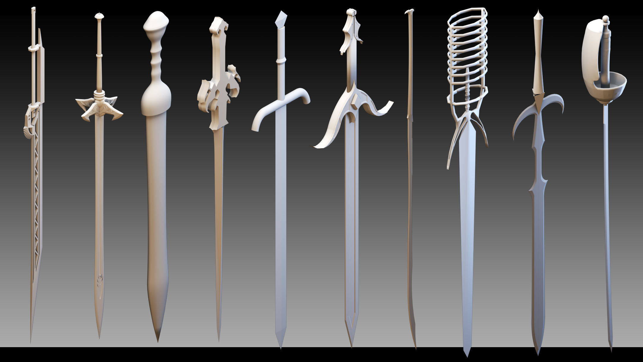 3D model 100 Swords- Kitbash- High detail 3d models VR / AR / low-poly ...
