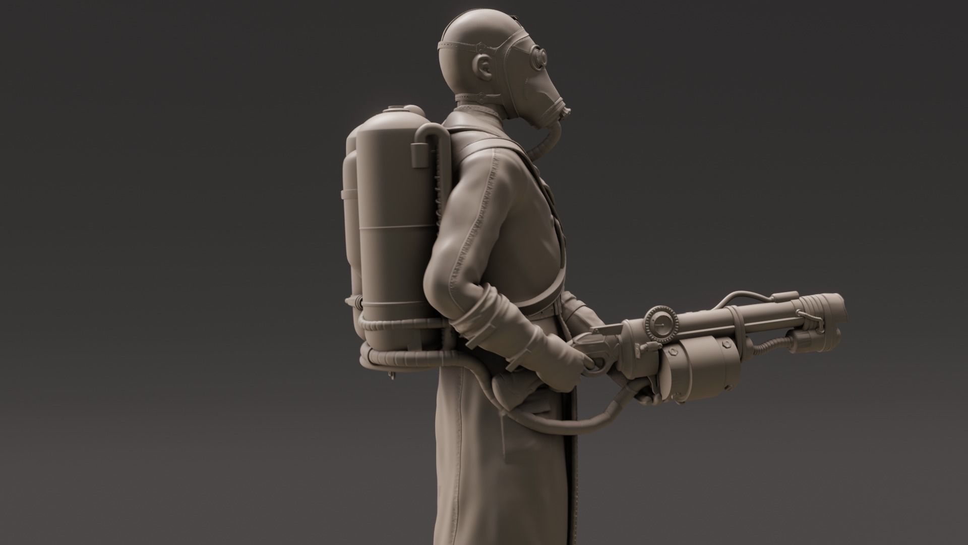 Steampunk Flame Thrower Miniature Figure 3d print 3D model 3D printable ...