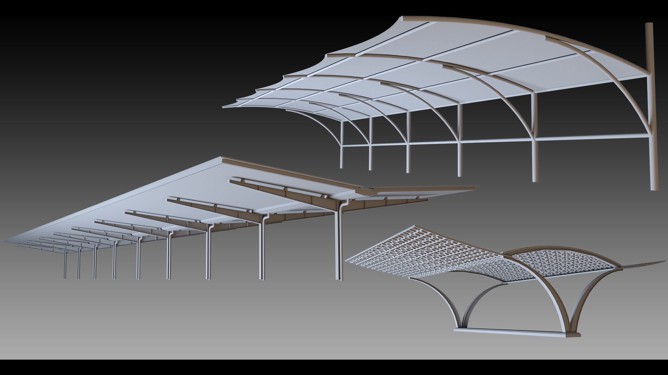 3D model 41 Urban Carports- Kitbash- High detail 3d models VR / AR ...