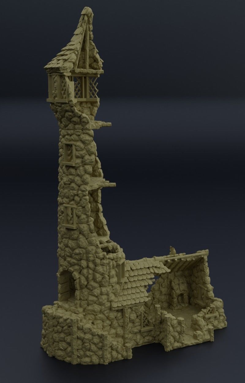 Ruined Lighthouse Tabletop Terrain 28 MM 3D model 3D printable | CGTrader