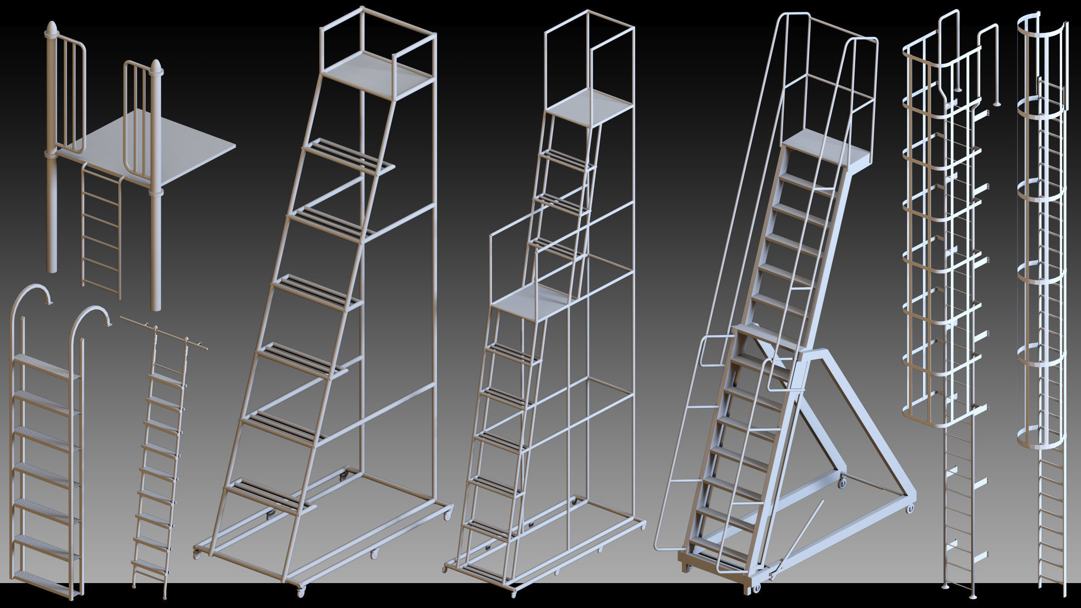 3D model 115 Industrial Ladders- Kitbash- High detail 3d models VR / AR ...