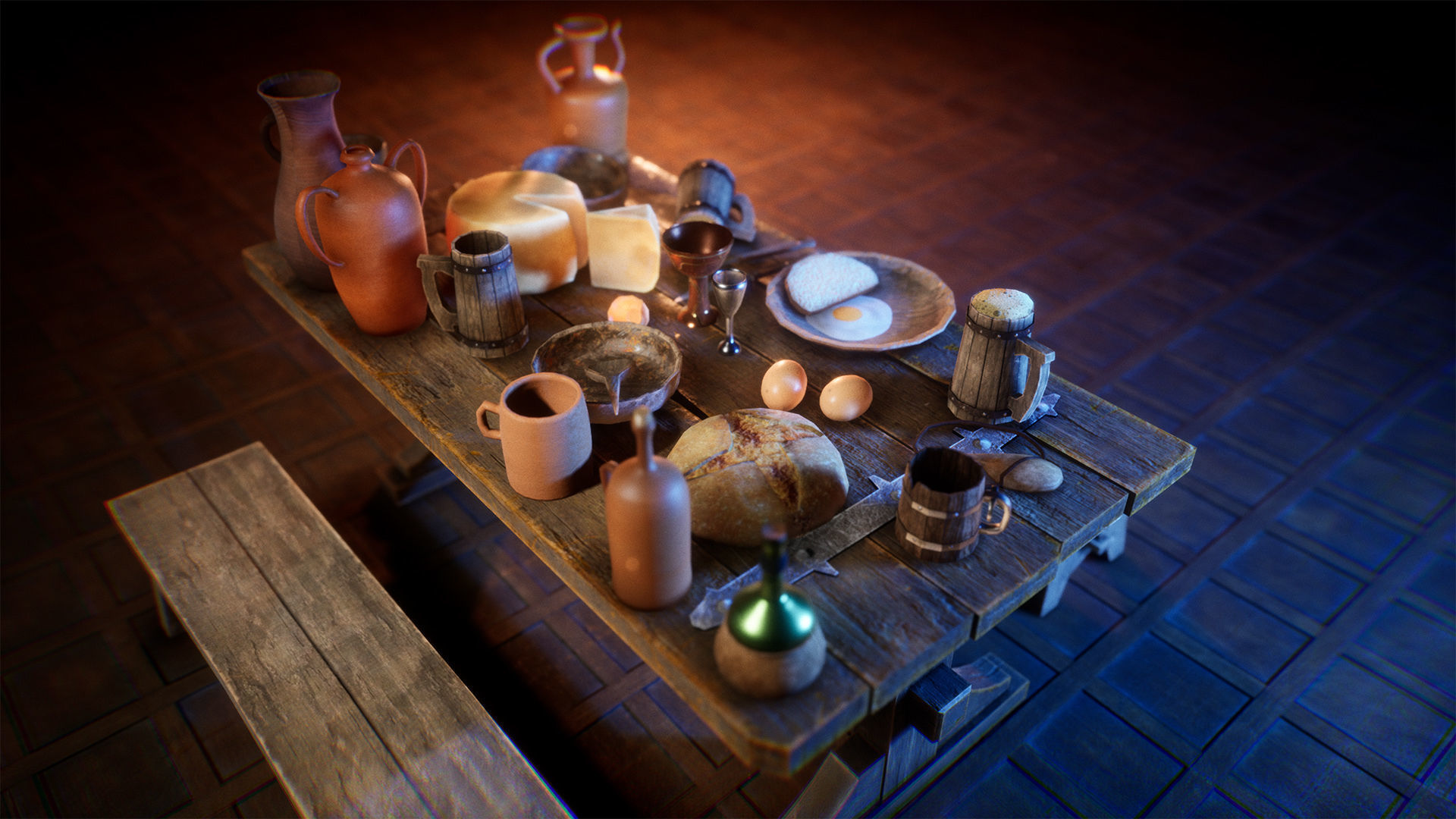 3D model Medieval Tavern Props 25 Assets VR / AR / low-poly | CGTrader