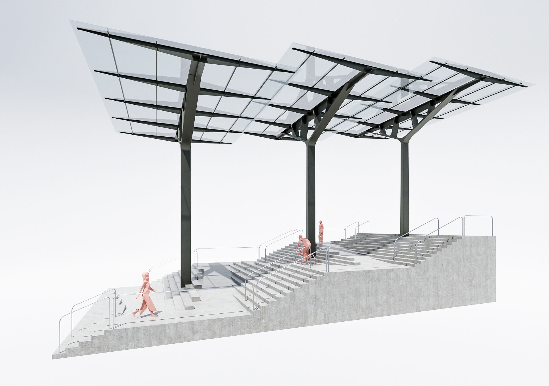 3D model Outdoor stairs with a ramp VR / AR / low-poly | CGTrader