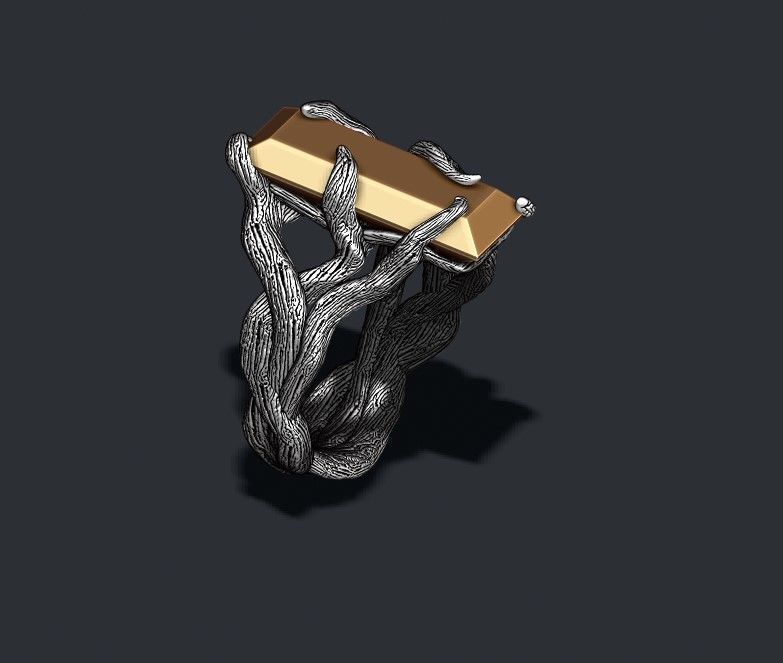 tree branch ring with gem 3D model 3D printable | CGTrader