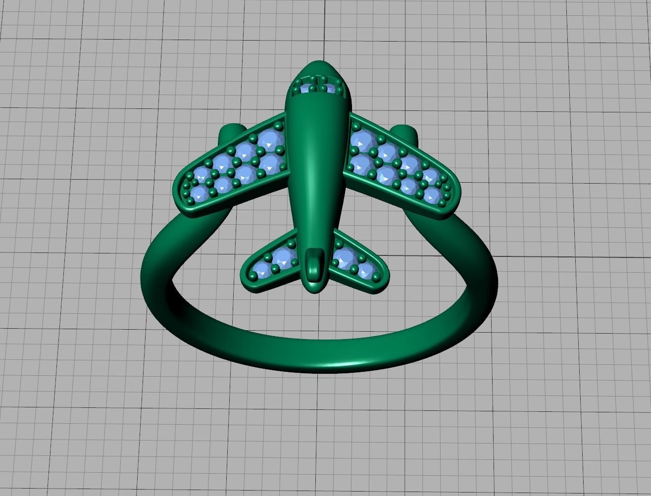 Airplane Diamond Ring 3dprint model Own design 3D model 3D printable ...
