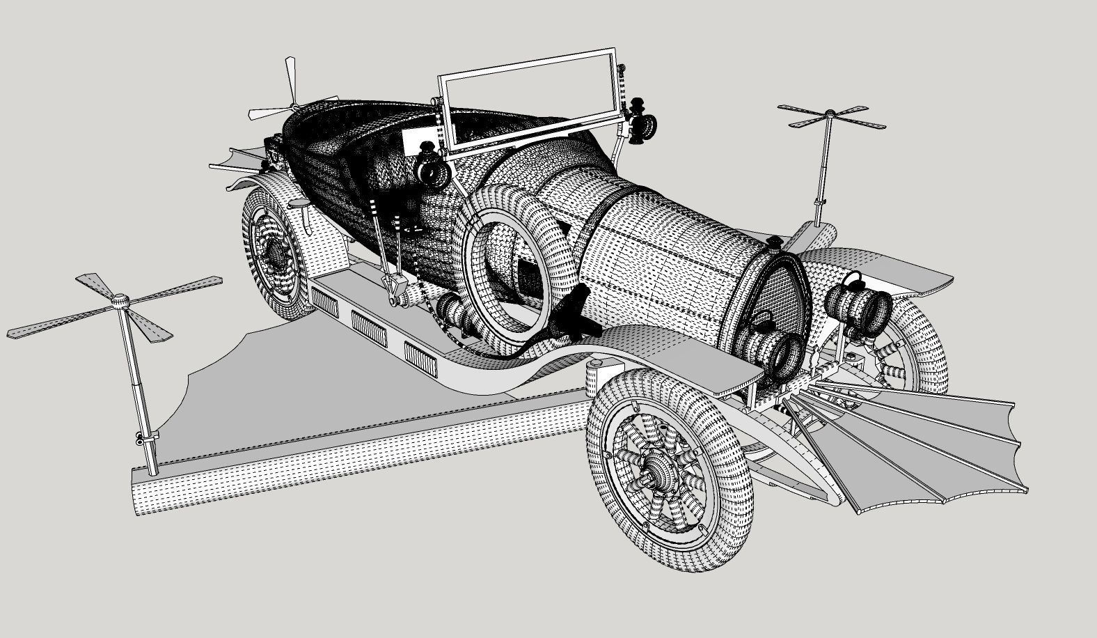 Chitty Chitty Bang Bang car PRINTABLE HIGH POLY 3D 3D model 3D ...