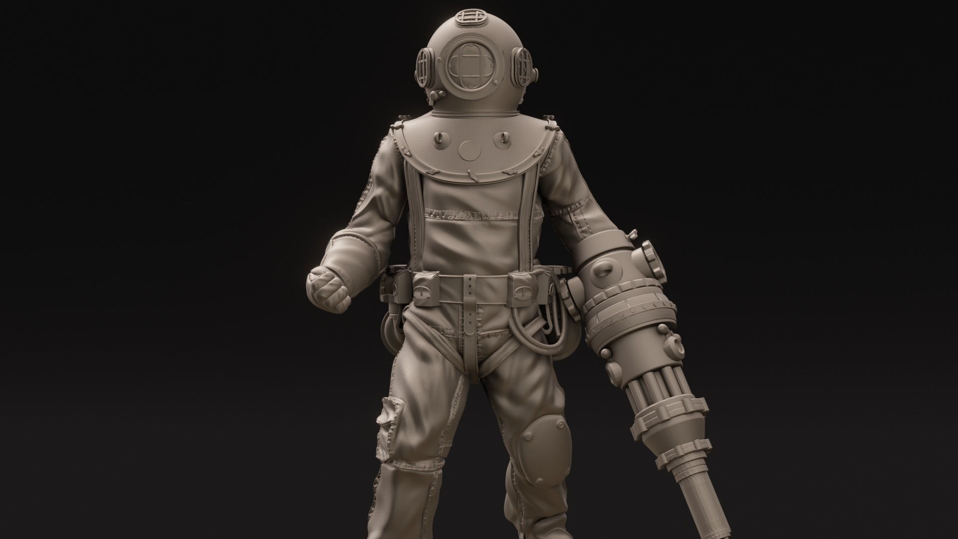 Diver Miniature Figure 3d print 3D model 3D printable | CGTrader