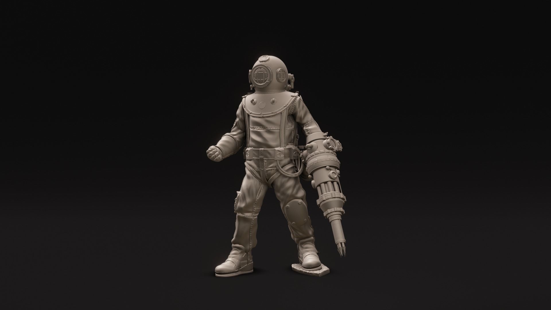 Diver Miniature Figure 3d print 3D model 3D printable | CGTrader