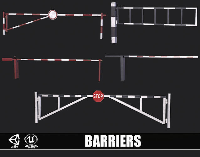 3D model Set of 5 Checkpoint Barriers VR / AR / low-poly | CGTrader