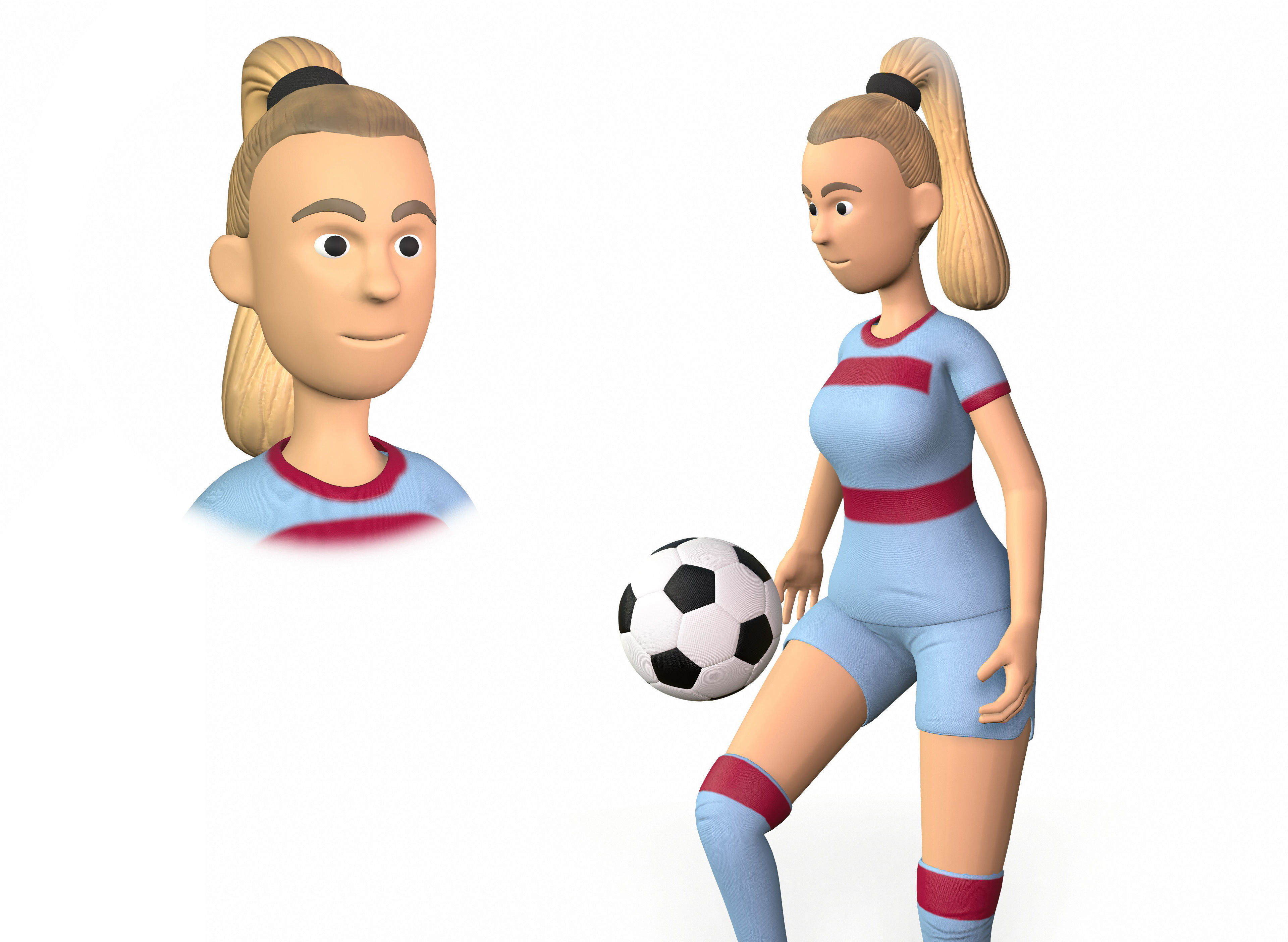 3D model girl football player VR / AR / low-poly | CGTrader