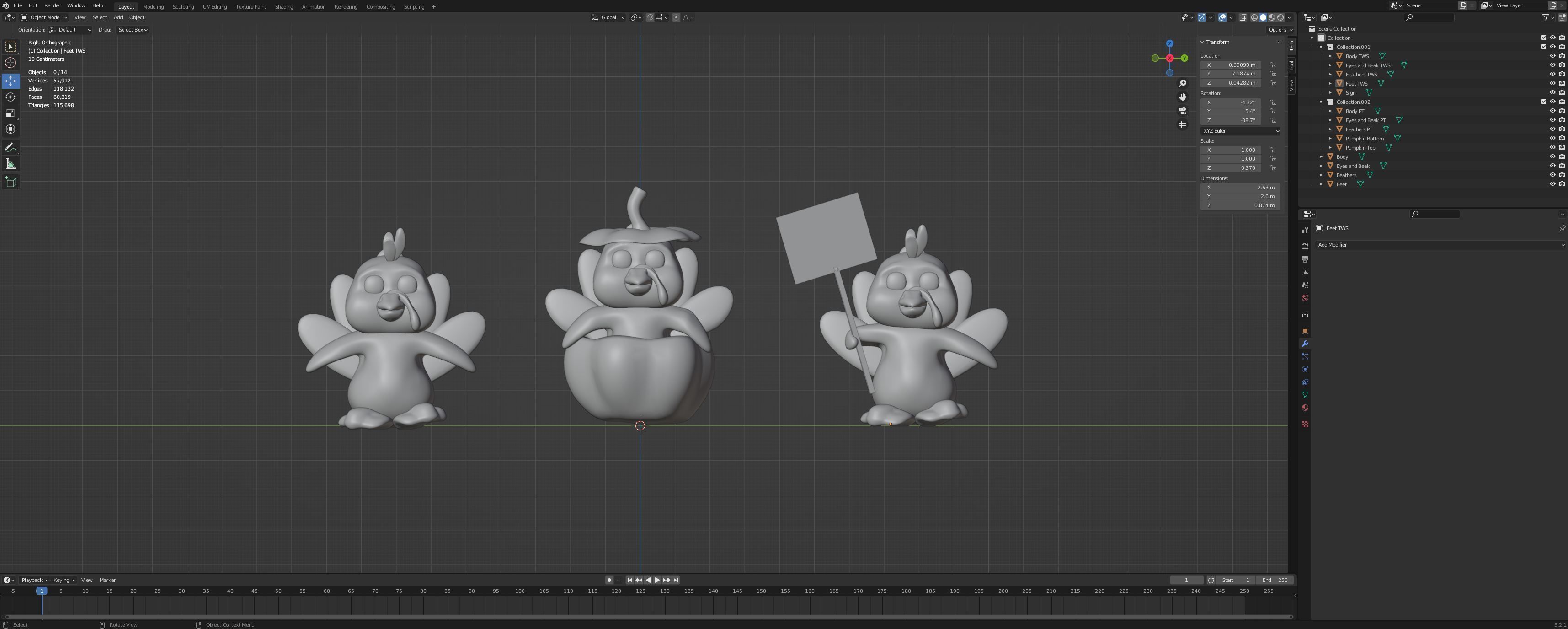 3D model Cartoon Thanksgiving Decorative Turkey VR / AR / low-poly ...