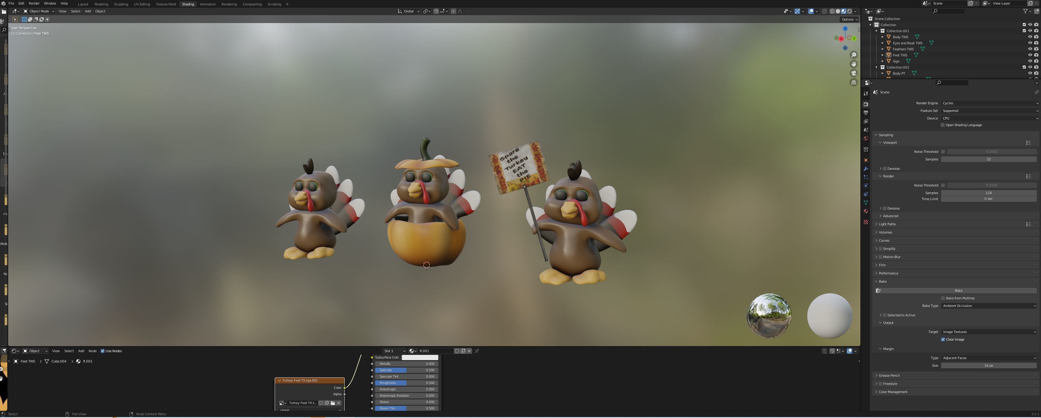 3D model Cartoon Thanksgiving Decorative Turkey VR / AR / low-poly ...