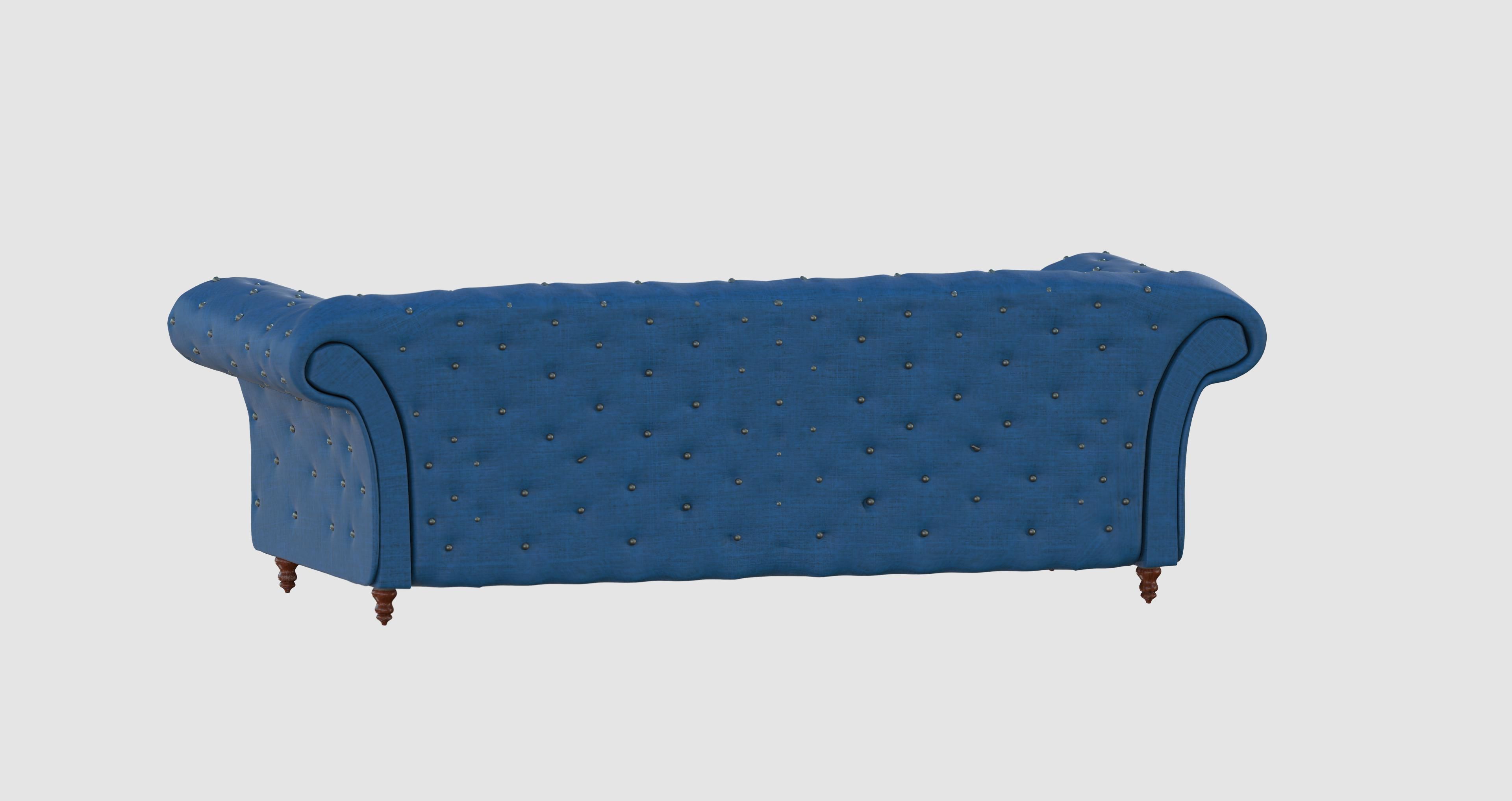 Blue basic capitone sofa 3D model | CGTrader