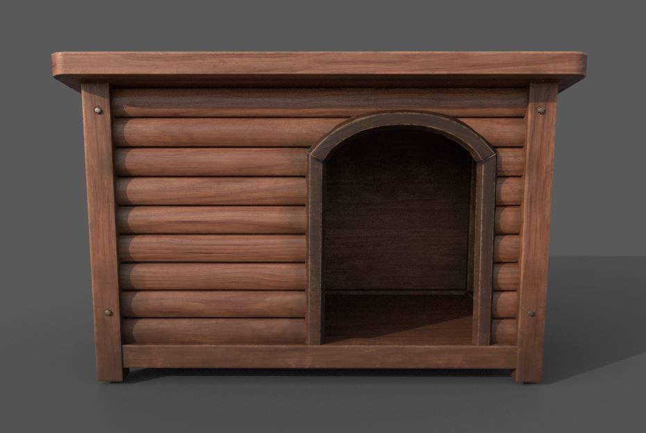 3D model Square wood made dog house style B VR / AR / low-poly | CGTrader