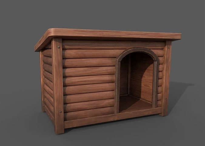 3D model Square wood made dog house style B VR / AR / low-poly | CGTrader