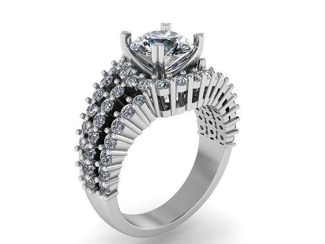 Big stone diamond ring 2338 3D print model 3D model 3D printable | CGTrader