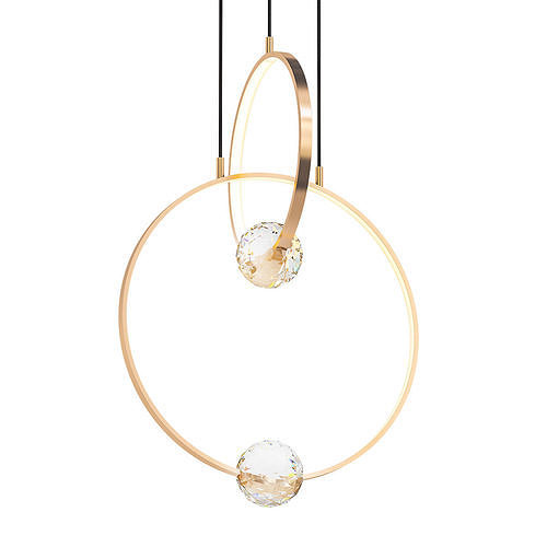 LUANA gold pendant light with two glass balls hanging from it 3D model ...