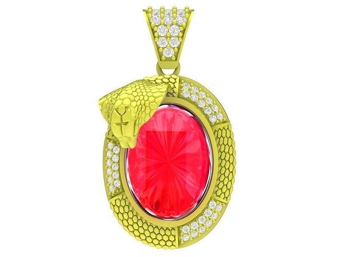 fengshui zodiac oval ruby cobra pendant 4116 3D model 3D printable ...
