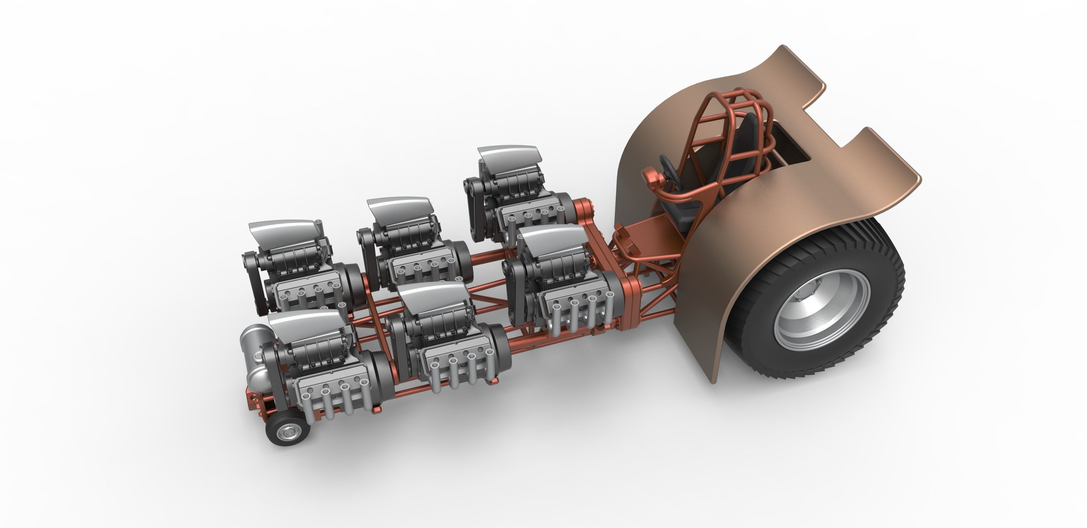 Pulling tractor with 6 engines V8 Version 3 Scale 1 to 25 3D model 3D ...