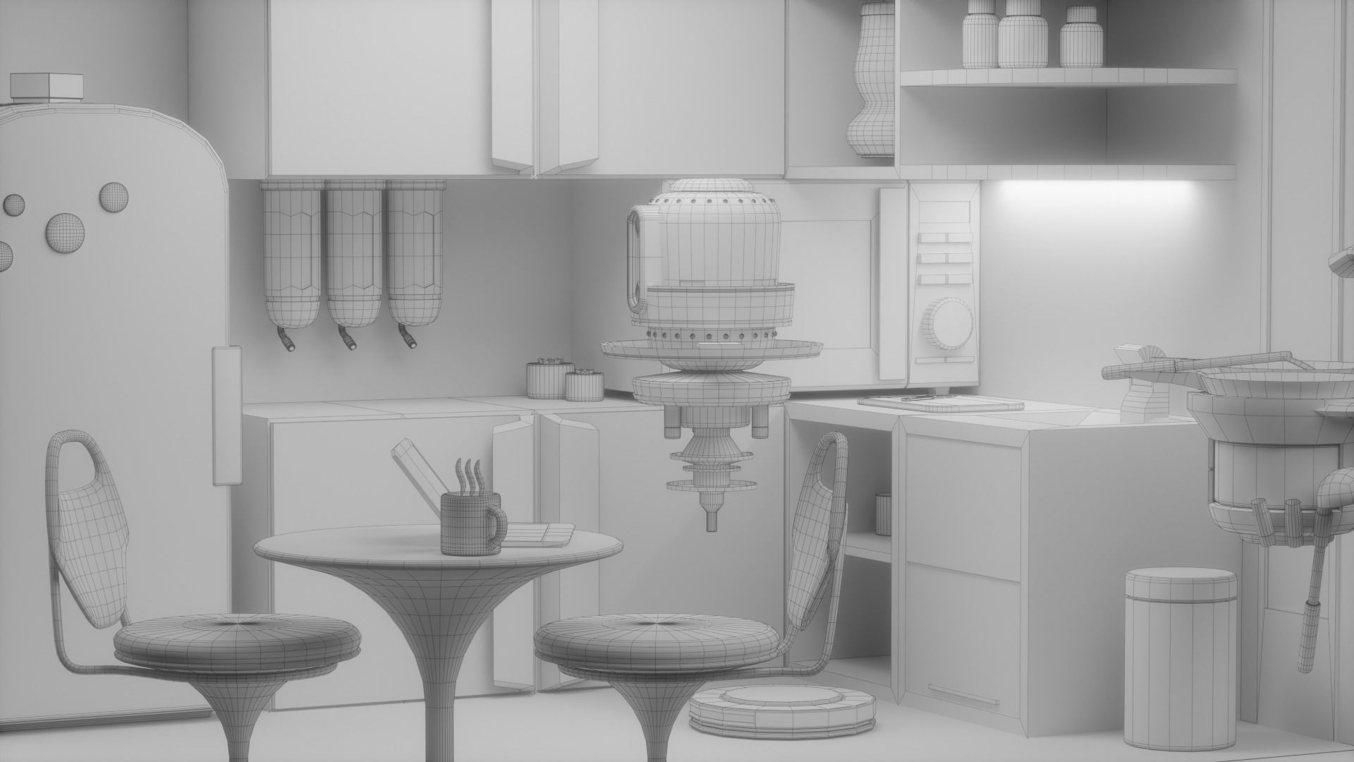 3D model Isometric Lowpoly Future Kitchen Room VR / AR / low-poly ...