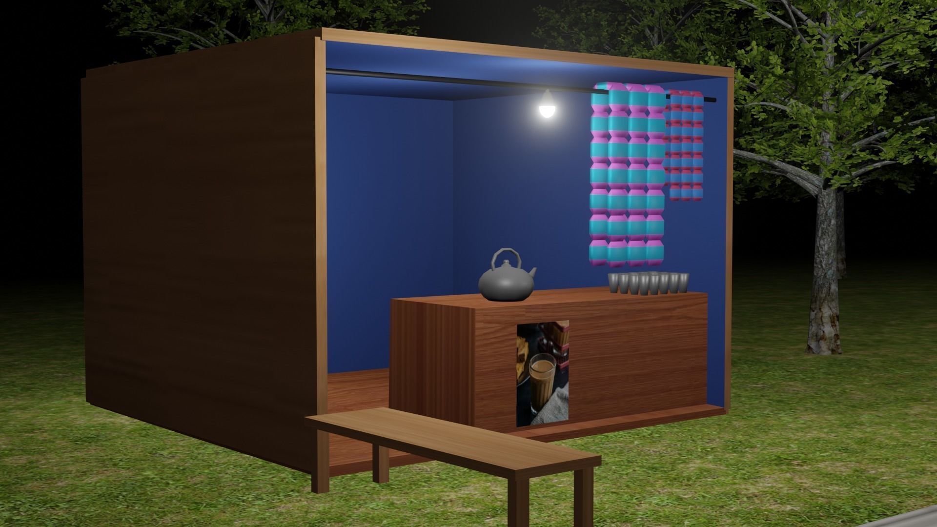 3D model Tea Shop 3d Model Road VR / AR / low-poly | CGTrader