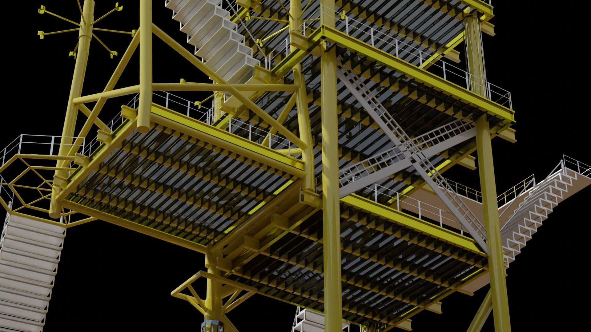industrial detailed factory platform maintenance stairs 3D model | CGTrader