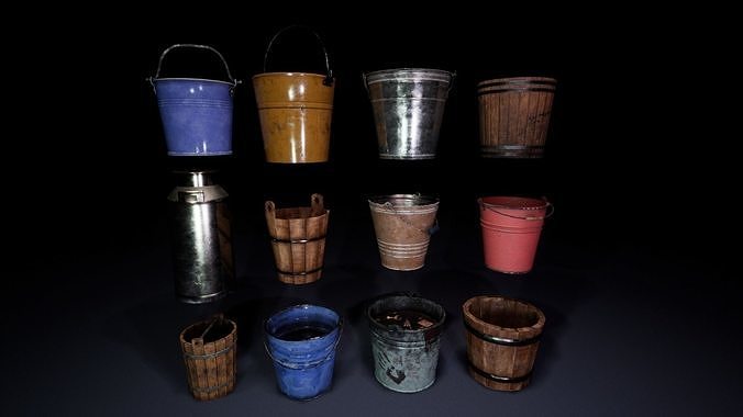 3D model Buckets 12 Assets VR / AR / low-poly | CGTrader