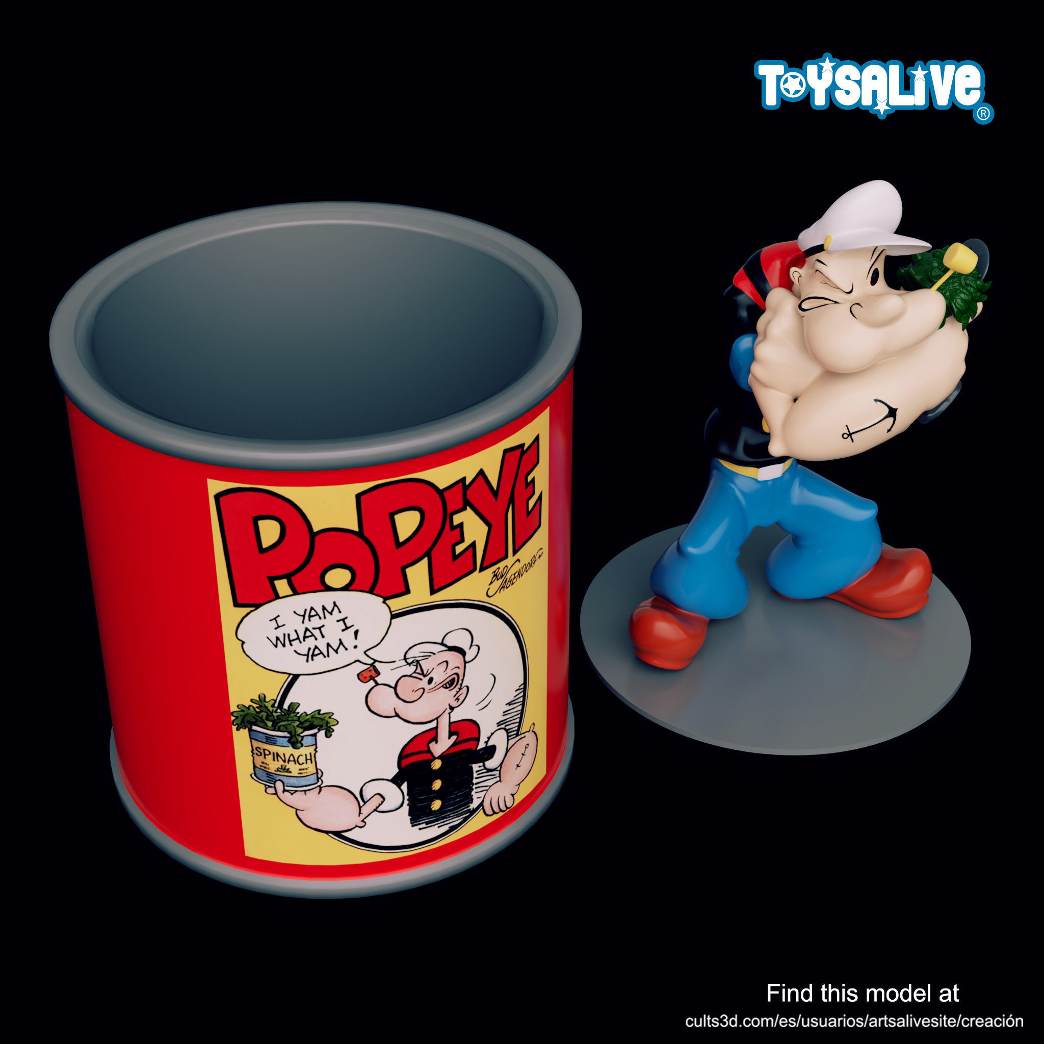 POPEYE 3D MODEL FIGURE AND CAN 3D model | CGTrader