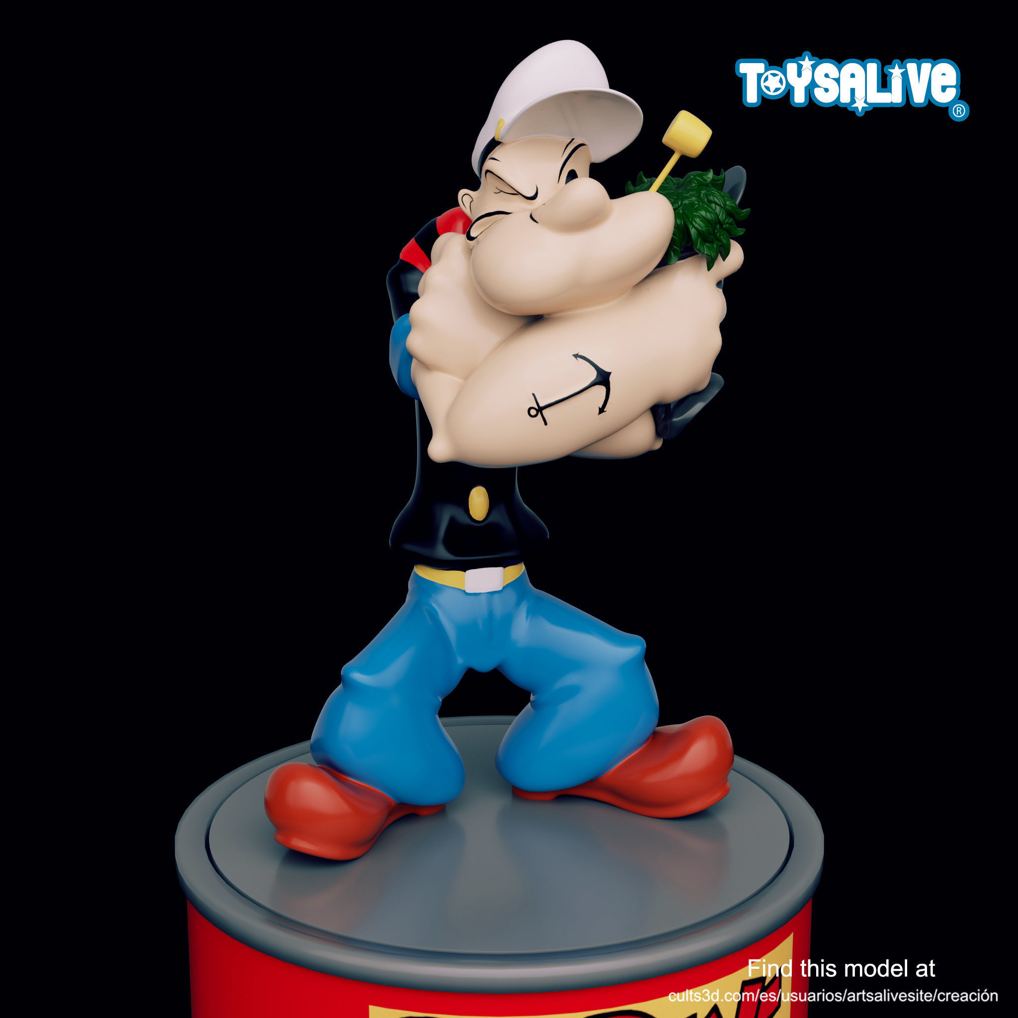 POPEYE 3D MODEL FIGURE AND CAN 3D model | CGTrader