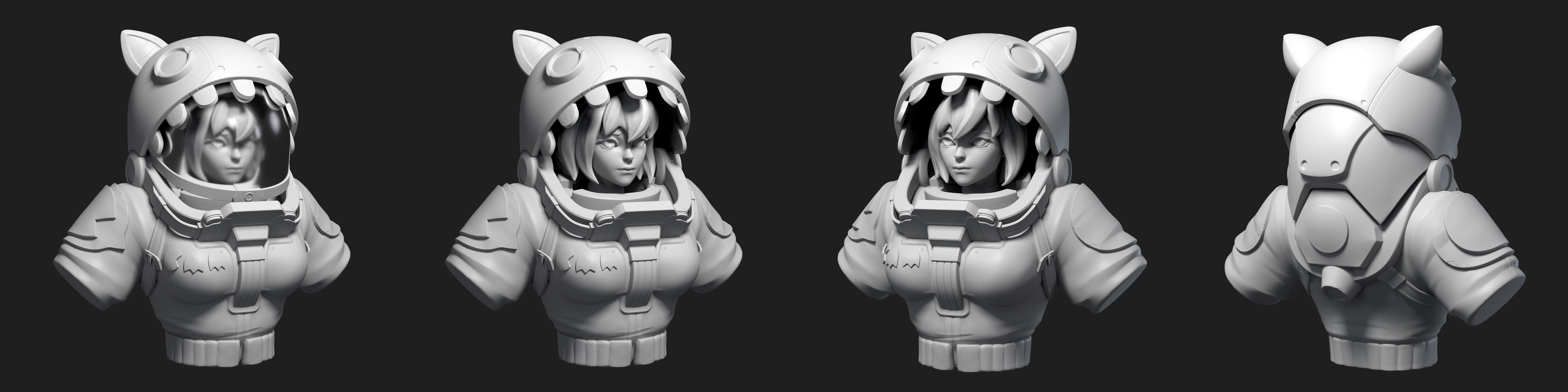 3D model Cyber fantasy female warrior bust VR / AR / low-poly | CGTrader