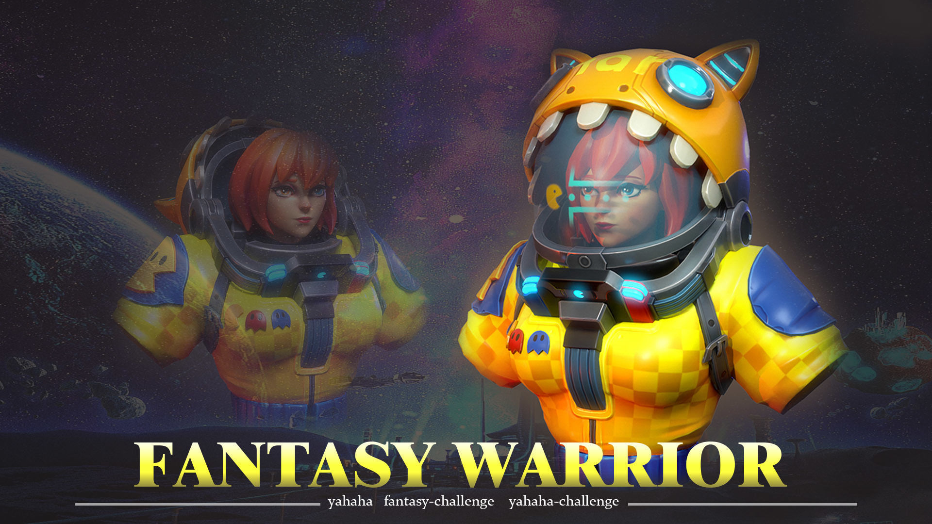 3D model Cyber fantasy female warrior bust VR / AR / low-poly | CGTrader