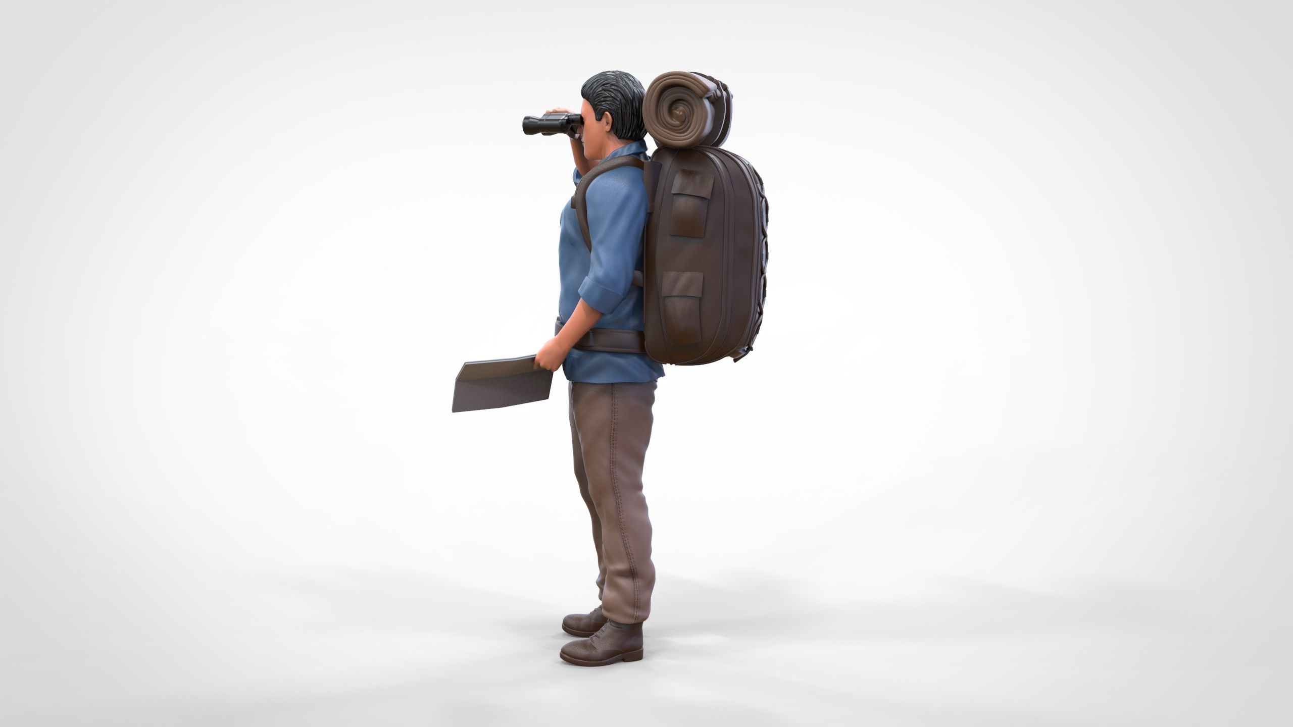 N4 Hiker with binoculars and backpack 3D model 3D printable | CGTrader