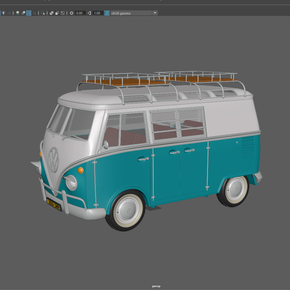 VW Camping Bus Cartoon 3D model | CGTrader