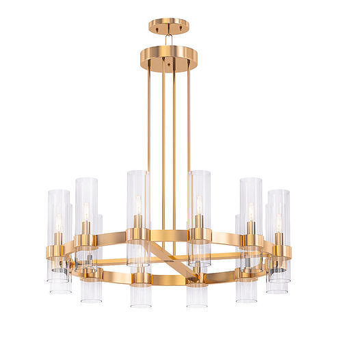 Taper light chandelier in brass with clear glass cylinders 3D model ...