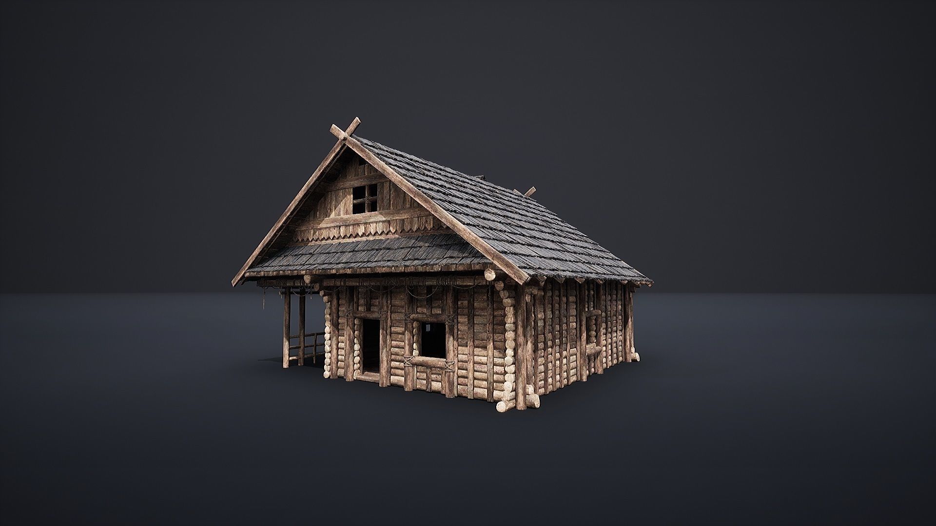3D model ENTERABLE MEDIEVAL SLAVIC HOUSE COTTAGE CABIN HUT VILLAGE PACK ...