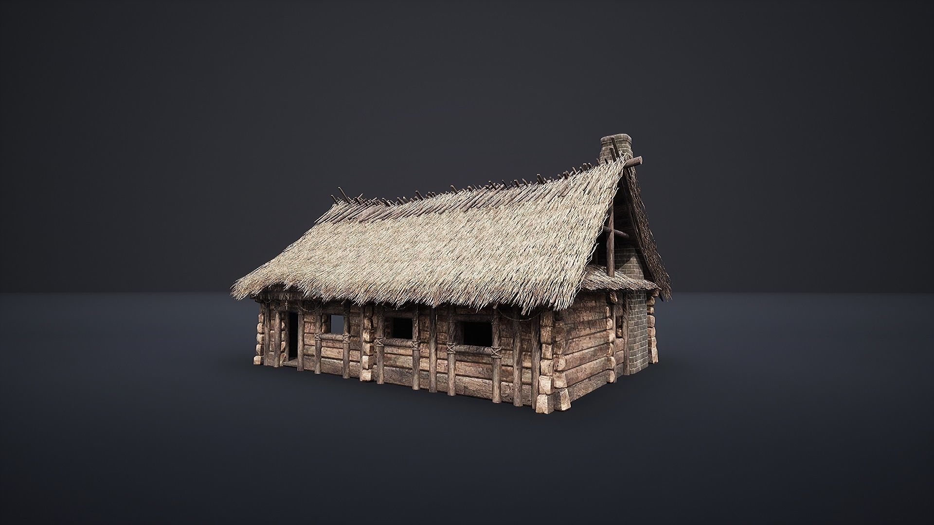 3D model ENTERABLE MEDIEVAL SLAVIC HOUSE COTTAGE CABIN HUT VILLAGE PACK ...