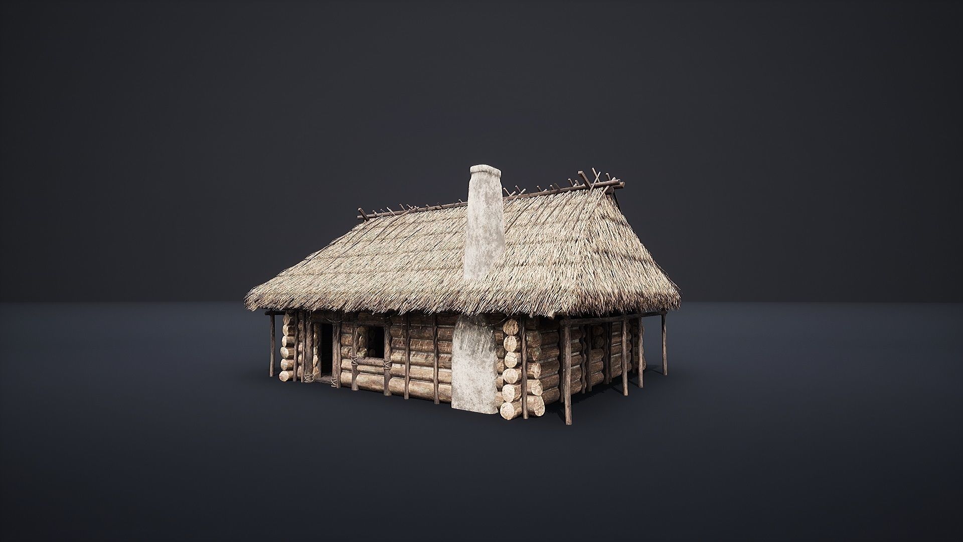 3D model ENTERABLE MEDIEVAL SLAVIC HOUSE COTTAGE CABIN HUT VILLAGE PACK ...