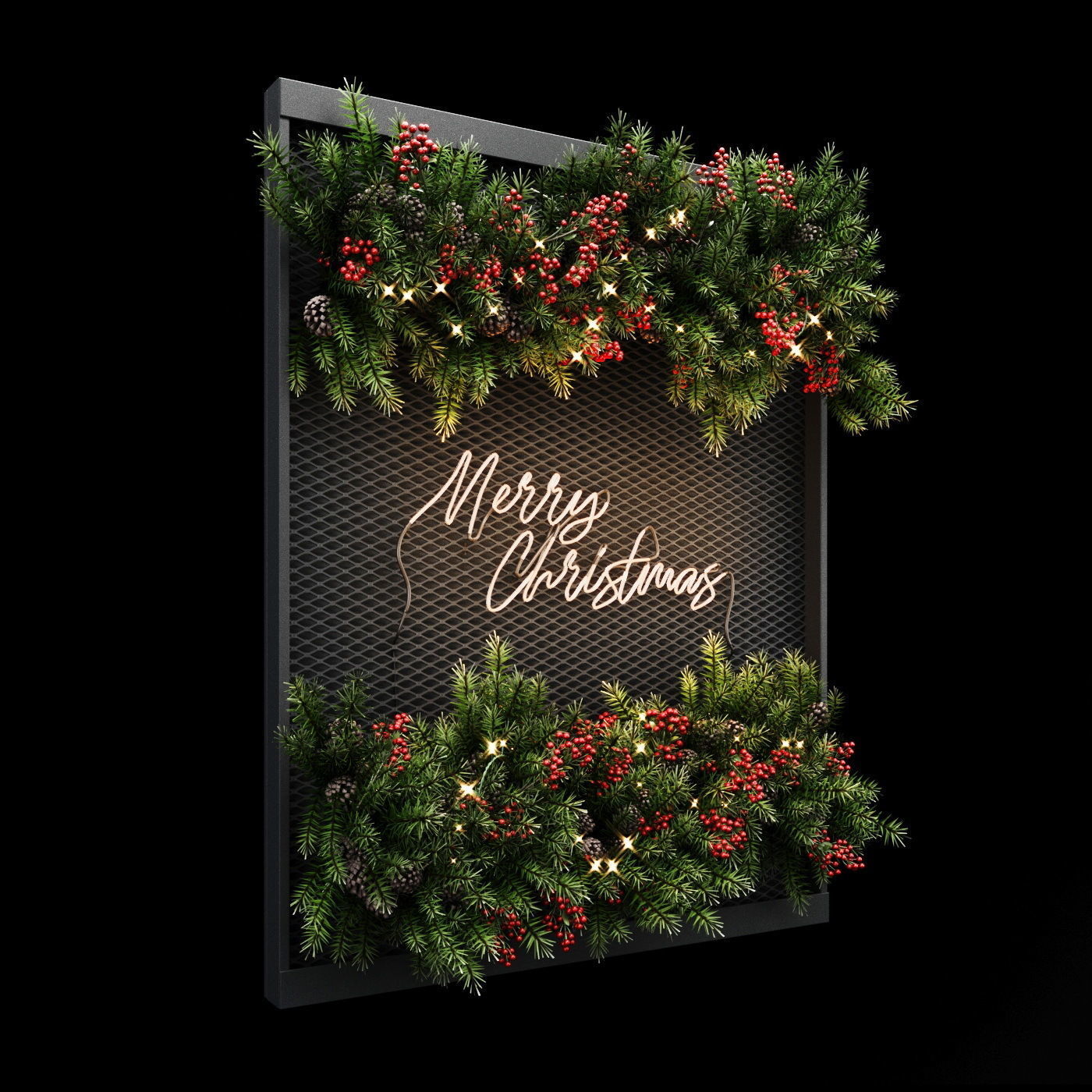 Composition Christmas Garland 3D model rigged | CGTrader