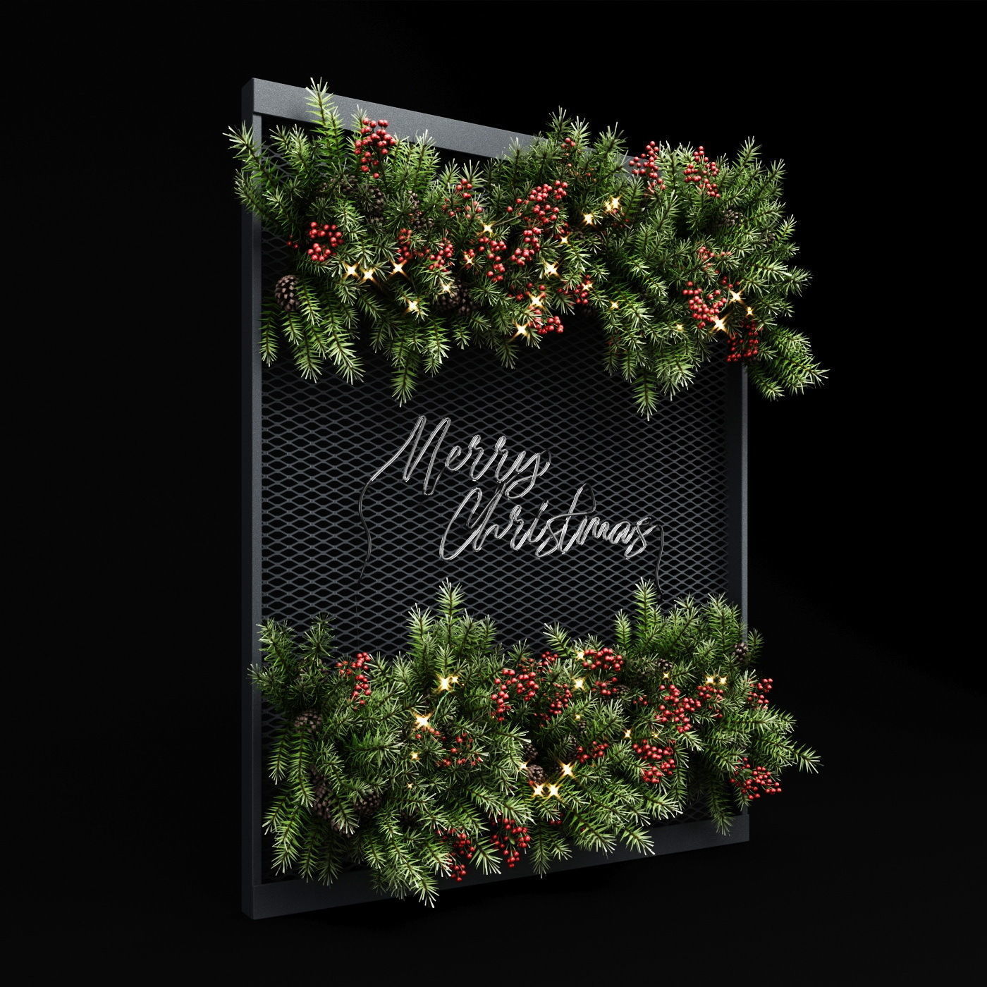 Composition Christmas Garland 3D model rigged | CGTrader