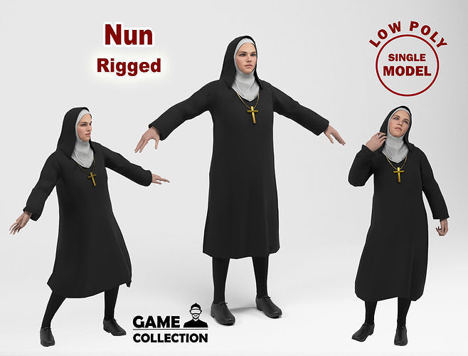 3D model Nun 1 VR / AR / low-poly | CGTrader