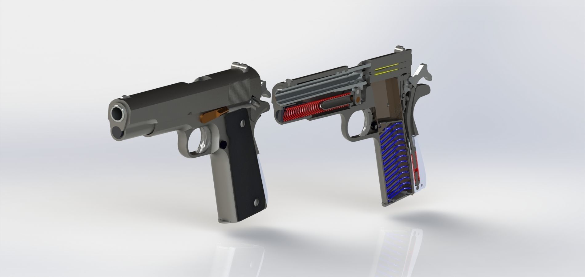 Gun M1911-A1 all Parts Assembled 3D model | CGTrader