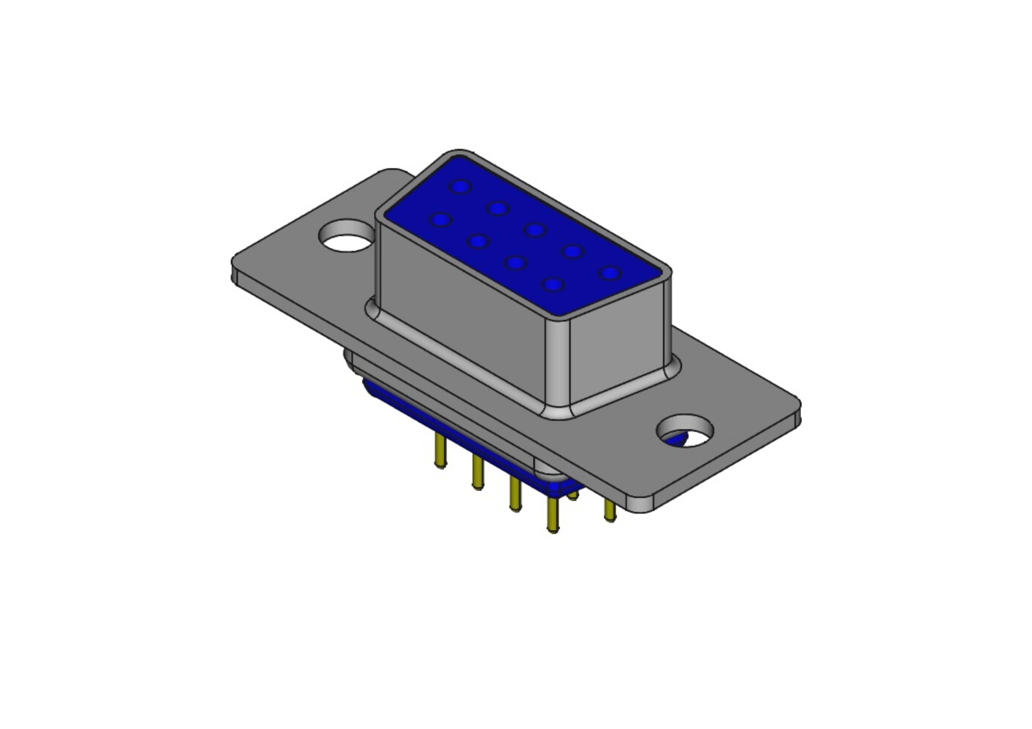 DB9 female connector through hole 3D model | CGTrader